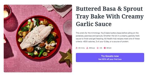 Buttered Basa And Sprout Tray Bake With Creamy Garlic Sauce 40 Mins