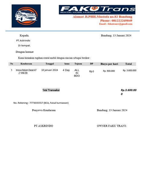 Laporan Keuangan Rental Mobil 2024 Pdf