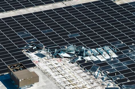 Premium Photo Broken Down Photovoltaic Solar Panels Destroyed By Hurricane Ian Winds Mounted