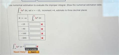 Solved Use Numerical Estimation To Evaluate The Improper