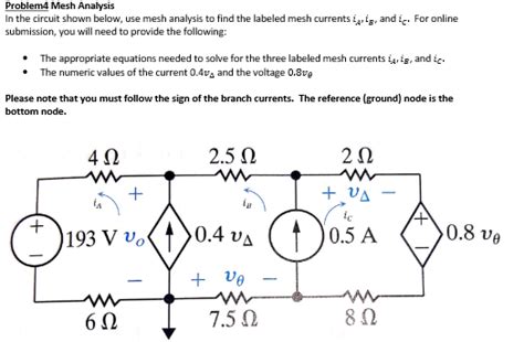 Solved Problem4 Mesh Analysis In The Circuit Shown Below