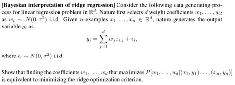 Bayesian Interpretation Of Ridge Regression Chegg