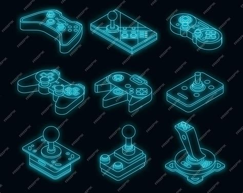Premium Vector Joystick Icons Set Vector Neon