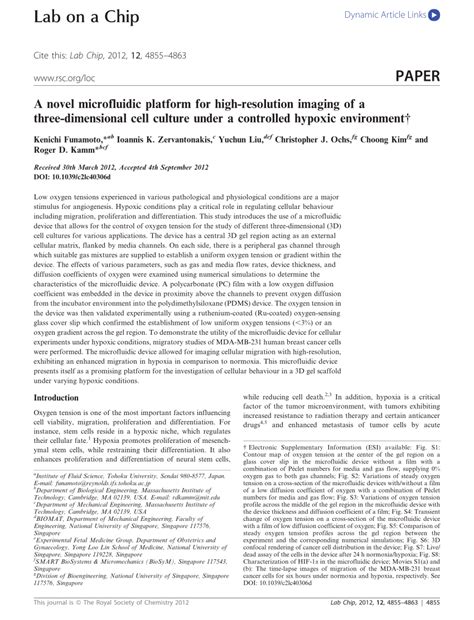 Pdf A Novel Microfluidic Platform For High Resolution Imaging Of A Three Dimensional Cell
