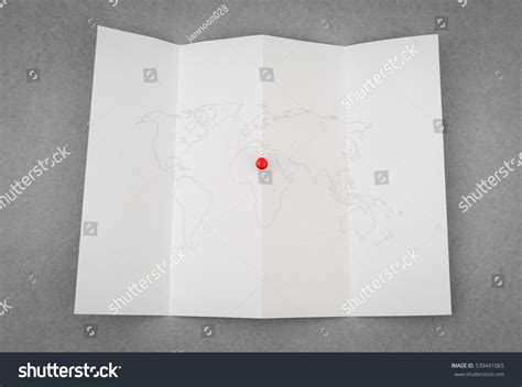 Paper Folded World Map Red Pin Stock Photo 539441065 Shutterstock