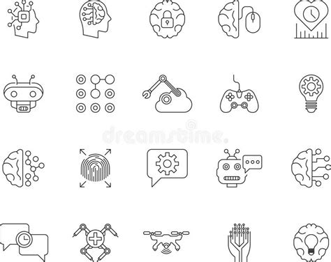 Artificial Intelligence Ai Icon In Line Style Machine Learning Smart