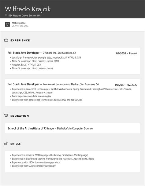 Full Stack Java Developer Resume Samples Velvet Jobs