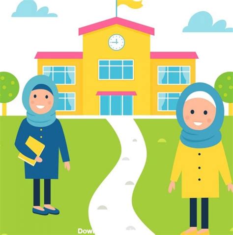 عکس کارتونی مدرسه ی دخترانه