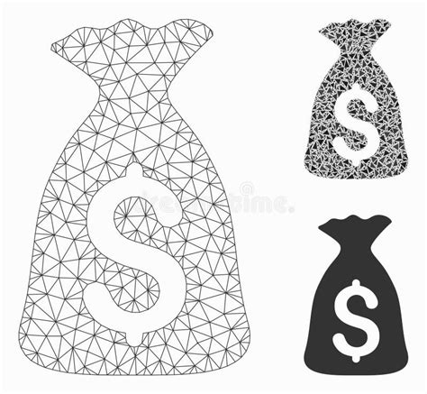 Money Bag Vector Mesh Network Model And Triangle Mosaic Icon Stock