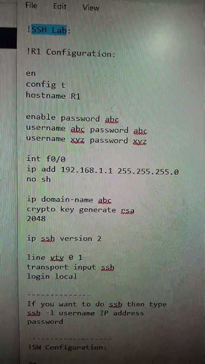 switch ssh configuration cisconetworks networksimulation youtube