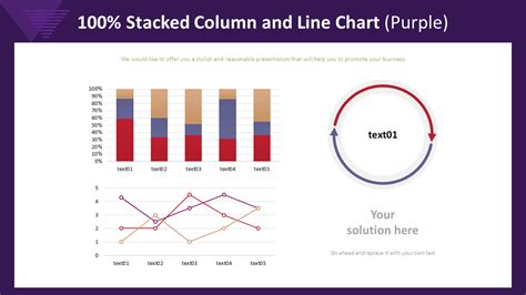100 Stacked Column And Line Chart Purple