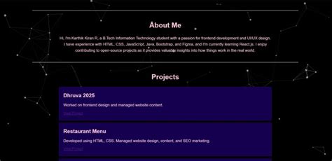Karthik Kiran On Linkedin Portfolio Webdevelopment Responsivedesign Particlejs Frontend