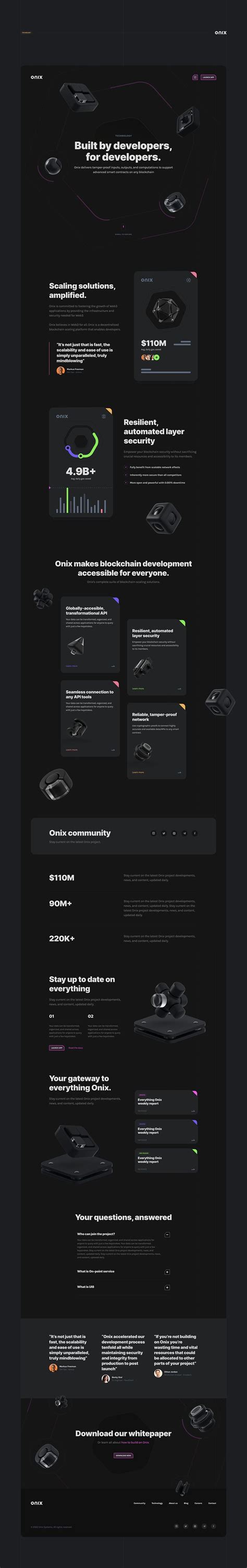 Onix Blockchain Landing Page Design Ui Kit On Behance Portfolio Web