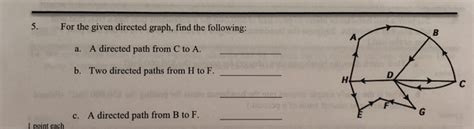 Solved 5 For The Given Directed Graph Find The Following