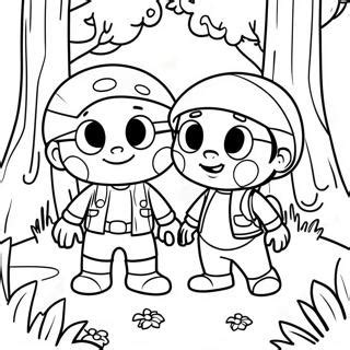 Mikey And Jj In A Magical Forest Coloring Page Coloring Pages Com