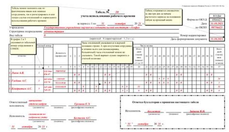 Как составить табель учета рабочего времени образец
