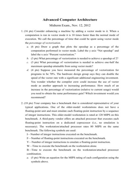 Advanced Computer Architecture Midterm Exam
