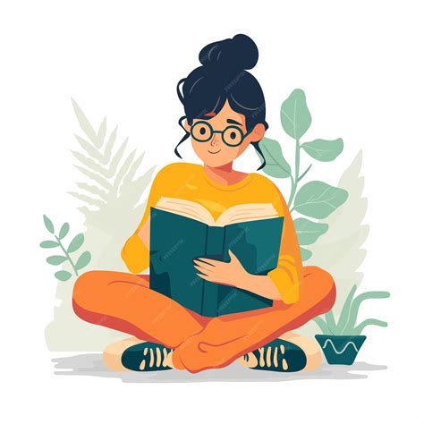 Premium Vector Girlreadingbookflatvector