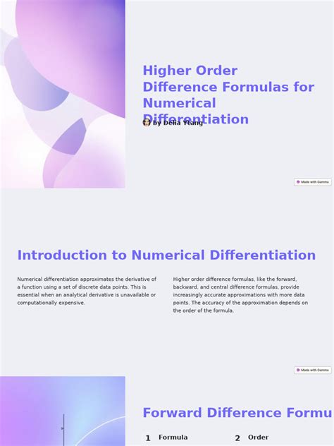 Higher Order Difference Formulas For Numerical Differentiation Pdf