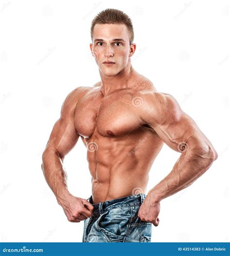 белизна изолированная культуристом Стоковое Изображение изображение насчитывающей загар