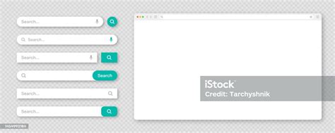 다양한 검색 창 템플릿이있는 빈 인터넷 브라우저 창 검색 상자 주소 표시줄 및 텍스트 필드가 있는 웹 사이트 엔진입니다 Ui