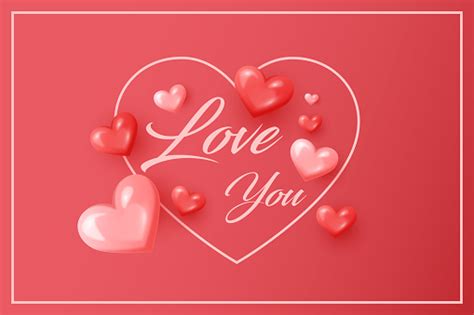 해피 발렌타인 데이와 화이트 데이 세일 배너 현실적인 하트 모양의 빨간색 분홍색 및 흰색 풍선으로 만든 테두리 프레임이 있는