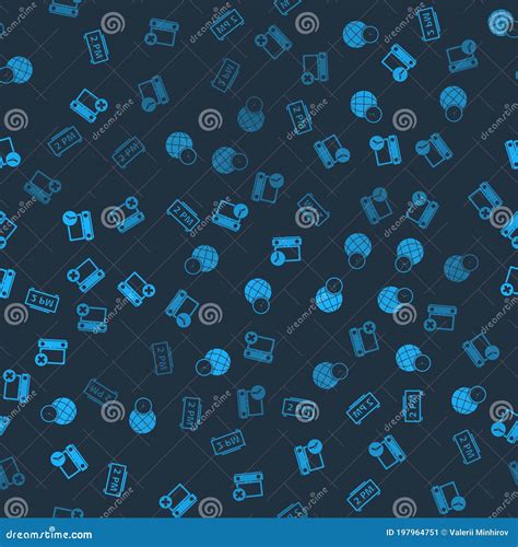 Set Digital Alarm Clock World Time Calendar And And Date Delete On Seamless Pattern Vector