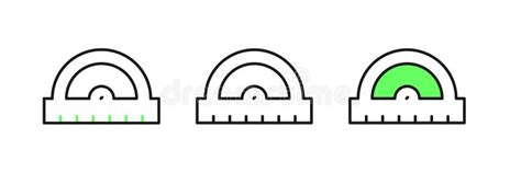 Set Line Protractor Grid For Measuring Degrees Icon Isolated On White