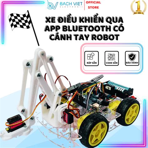 Xe điều Khiển Dò Line Lắp Sẵn Xe Robot điều Khiển Arduino Dò đường Có Gắn Tay Robot Nạp Sẵn