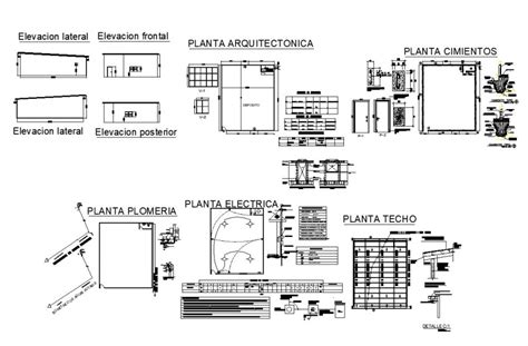 single story structure detail 2d view cad block layout file in dwg format