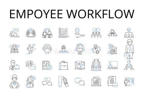 Empoyee Workflow Line Icons Collection Staff Process Personnel Sequence Worker System Labor