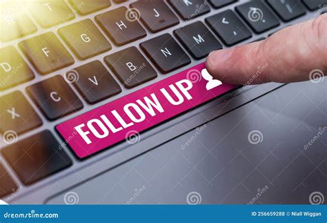Writing Displaying Text Follow Up Word Written On Additional Info Or