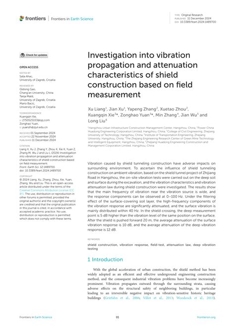 Pdf Investigation Into Vibration Propagation And Attenuation Characteristics Of Shield