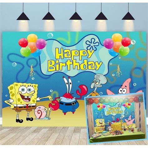 150x100cm Spongebob Backdrop Party Birthday Cartoon Background Hobbies