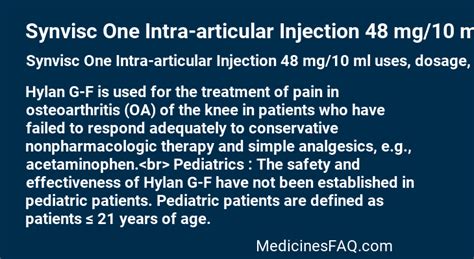 Synvisc One Intra Articular Injection 48 Mg 10 Ml Uses Dosage Side Effects Food Interaction