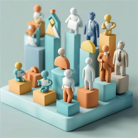 3d Render Icon Scatter Plot With Cute Creatures Interacting On A Solid