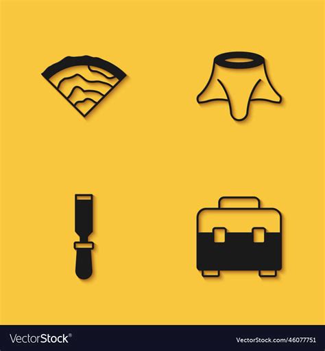 Set Wooden Beam Toolbox Chisel Tool And Tree Vector Image