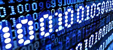 Abstract Perspective Diagonal Lines Of Blue Binary Code Illuminate A