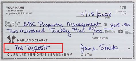 how to write a check harland clarke