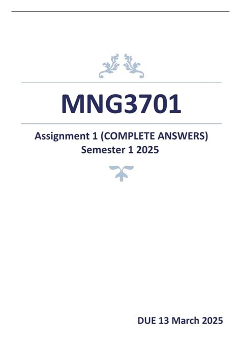 Mng3701 Assignment 1 Complete Answers Semester 1 2025 Due 13 March 2025 Strategic Planning