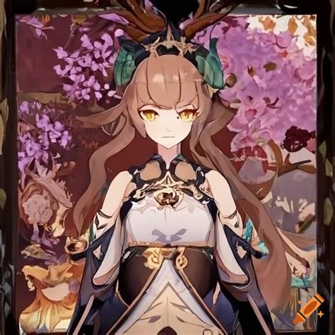 Illustration Of A Stunningly Detailed Genshin Girl With Flowers On Craiyon