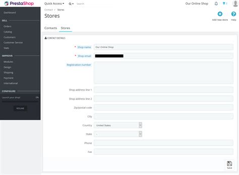 Update PrestaShop Store Information Studyopedia