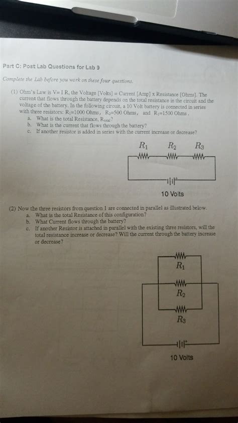 Solved Part C Post Lab Questions For Lab Complete The Lab Chegg Com