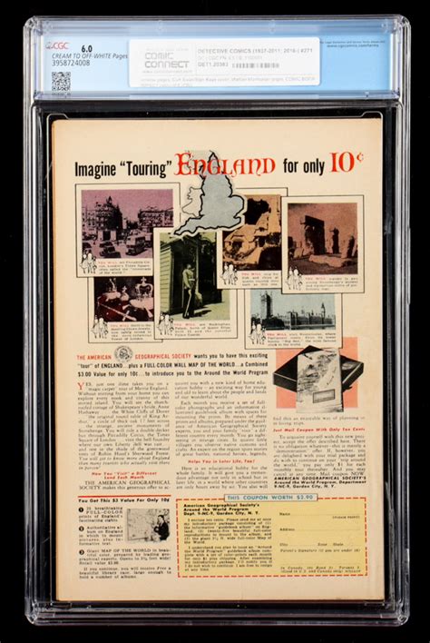1959 detective comics issue 271 dc comic book cgc 6 pristine auction