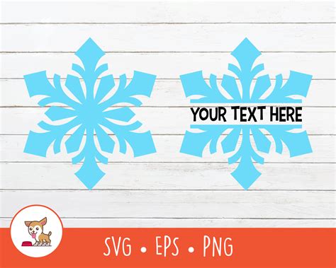 Snowflake Svg Split Snowflake Name Frame Vector Snowflake Clipart Snowflake Cut File For