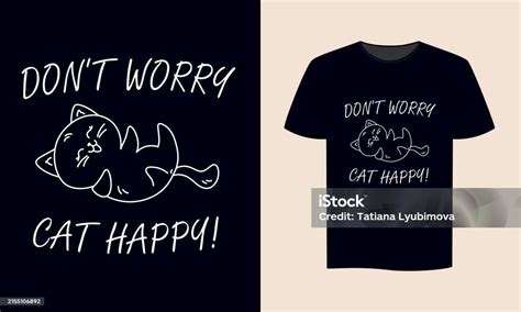 장난기 만화 새끼 고양이와 재미 있는 따옴표 평면 벡터 일러스트 레이 션이 있는 티셔츠 디자인 T 셔츠에 대한 스톡 벡터 아트 및 기타 이미지 Istock