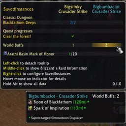Saved Instance Tracker Classic World Of Warcraft Addons CurseForge