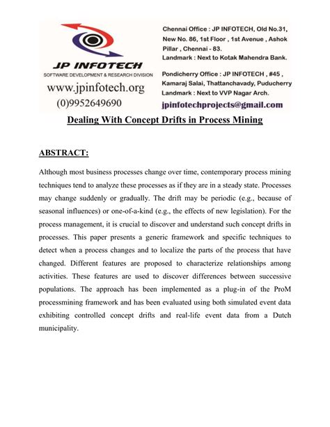 Dealing With Concept Drifts In Process Mining Abstract