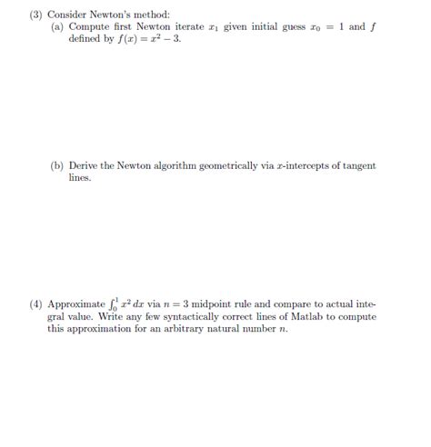 Solved 3 Consider Newtons Method A Compute First