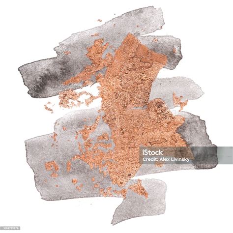 갈색 빛 수채화 얼룩 브러시로 그린 추상 모양 가장자리와 일반 텍스트 공간 그리기에 대한 스톡 사진 및 기타 이미지 그리기 금 금속 금속의 Istock